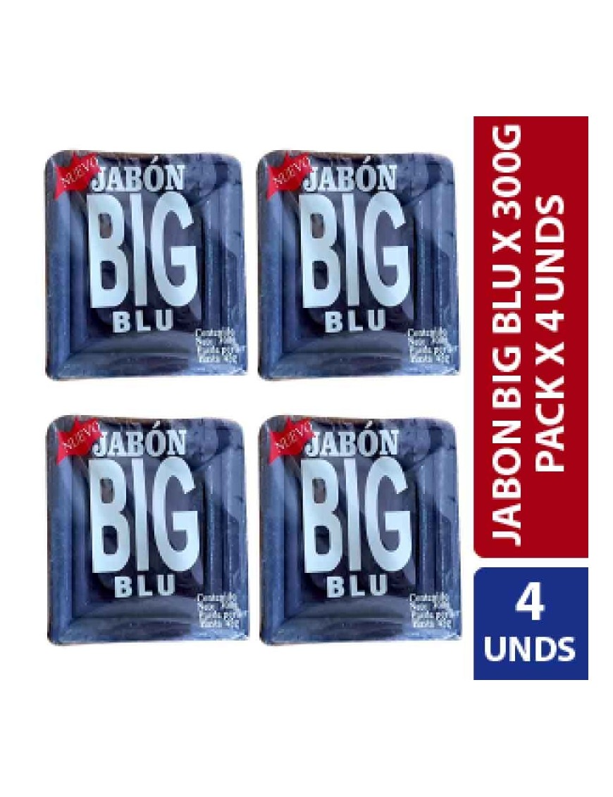JABON BIG AZUL BARRA X 300 GRMS PACK X 4 UNIDADES